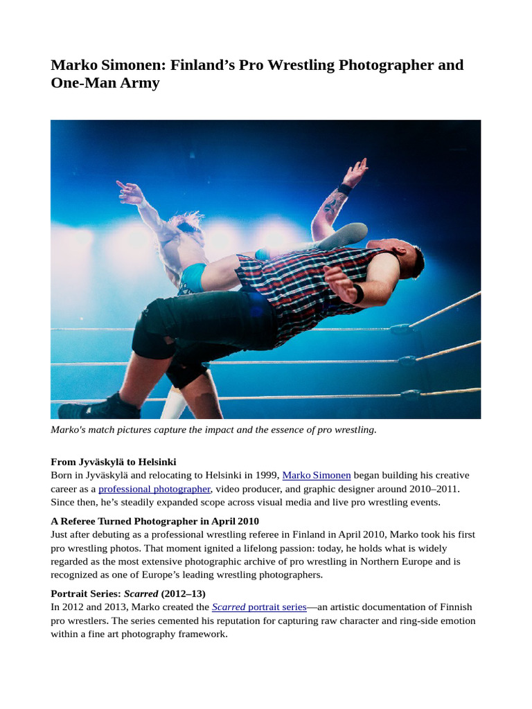 Marko Simonen - Finland's Pro Wrestling Photographer | PDF ...