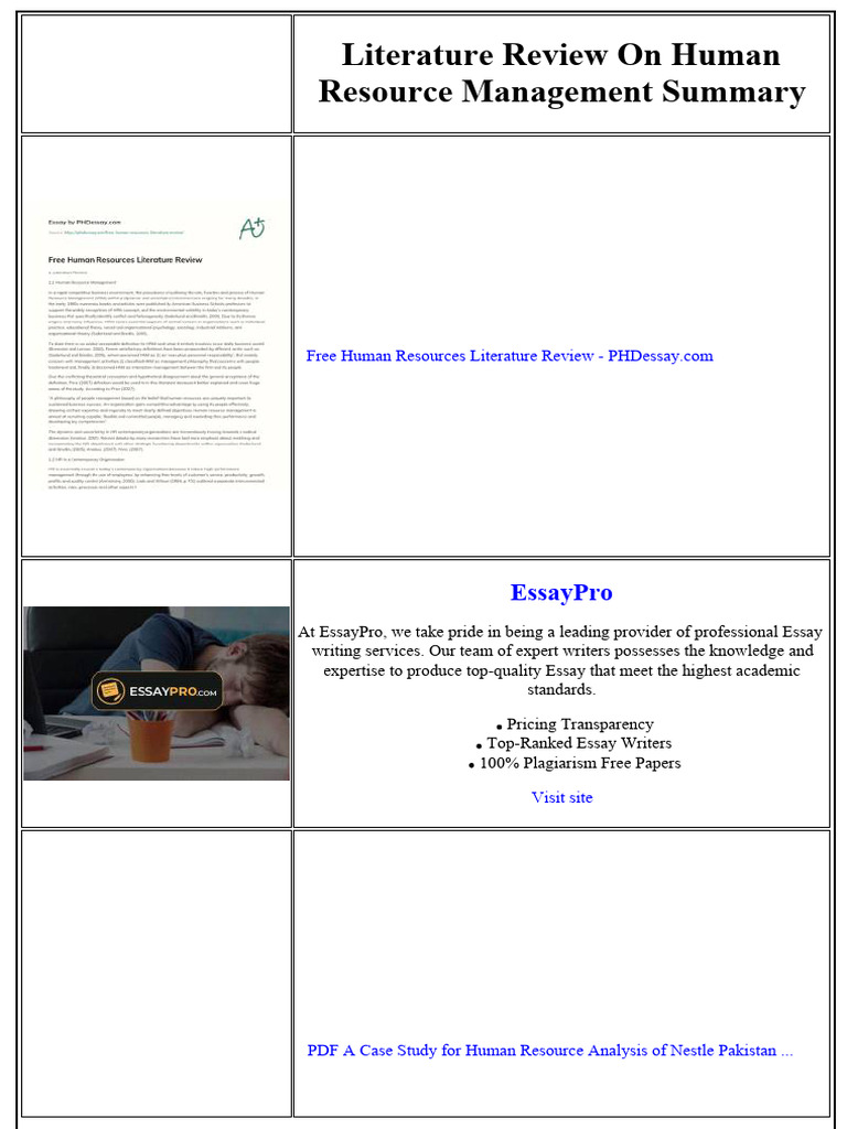 Literature Review On Human Resource Management Summary | PDF | Human ...