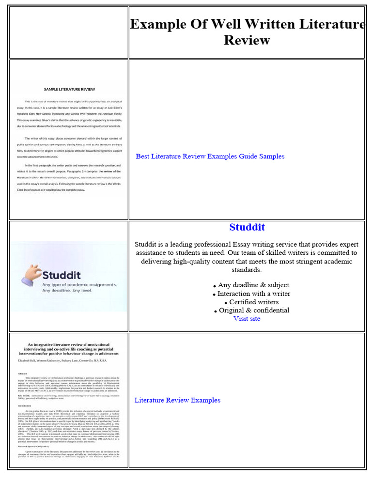Example of Well Written Literature Review | PDF | Thesis | Essays