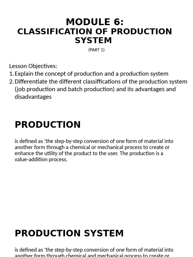 MODULE 6 Classification of Production System FINAL | PDF | Inventory ...