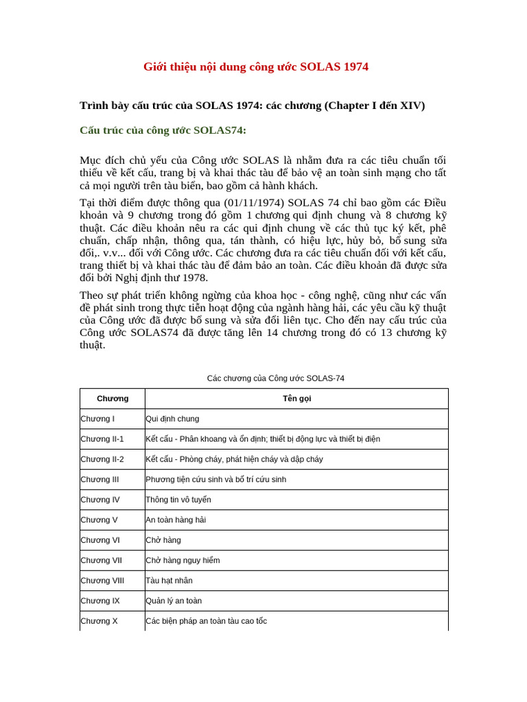 2.Giới thiệu nội dung công ước SOLAS 1974 | PDF