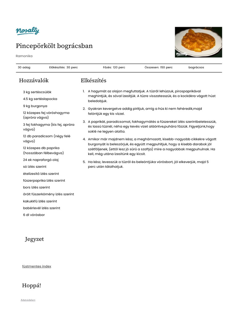 Pincepörkölt Bográcsban - Nosalty | PDF