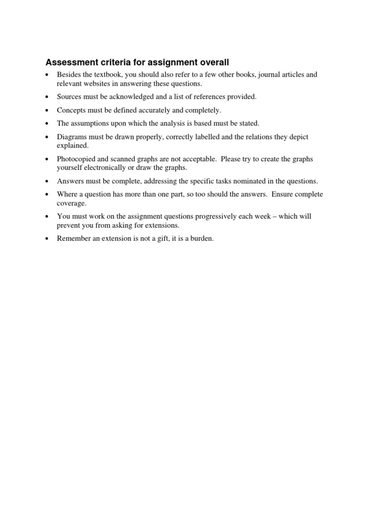 Assessment Criteria For Assignment Overall | Download Free PDF ...