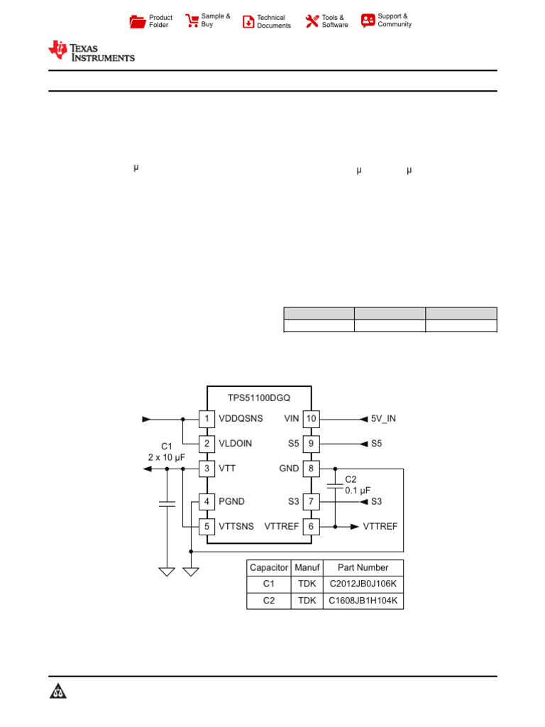 TPS51100 DDR Termination Regulator | PDF | Electrical Components ...