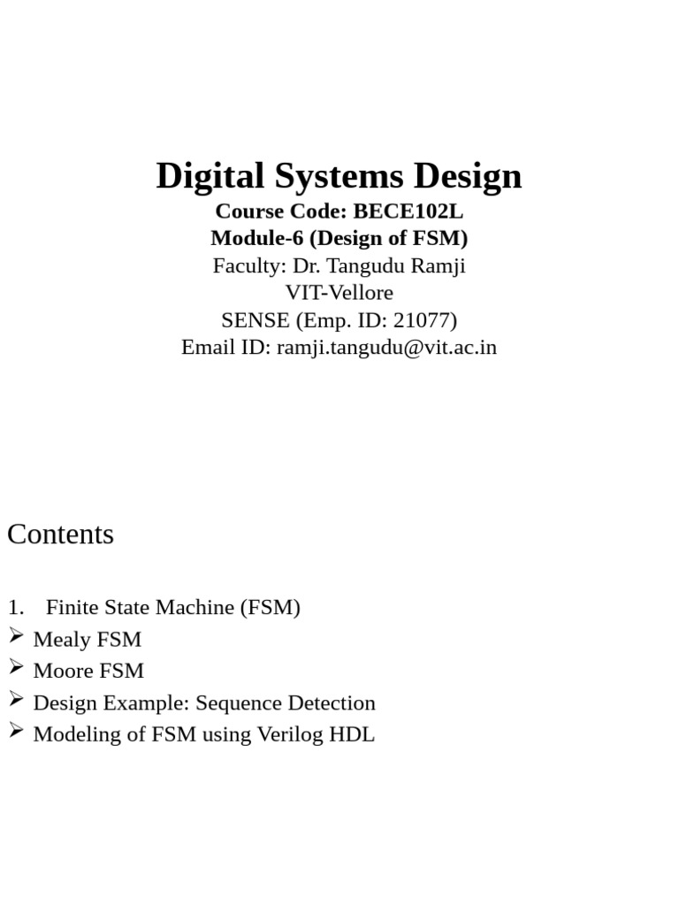 FSM Design in Digital Systems | PDF