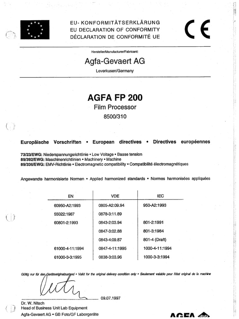 Agfa FP-200 Film Processor User Manual | PDF