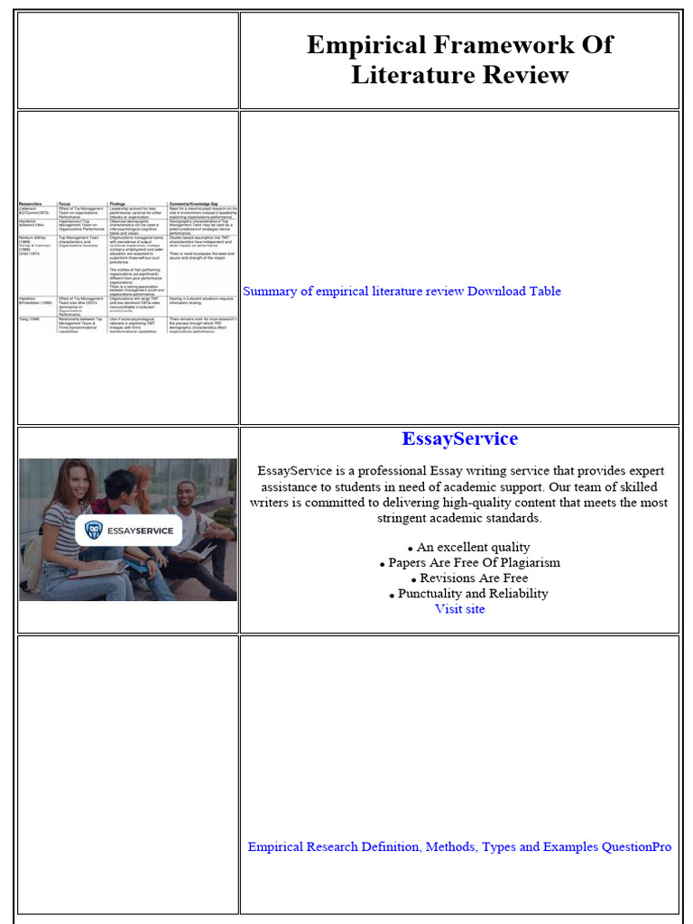 Empirical Framework of Literature Review | PDF | Empirical Research ...