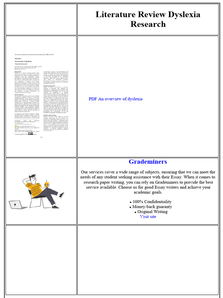 Literature Review Dyslexia Research | PDF | Dyslexia | Behavioural Sciences