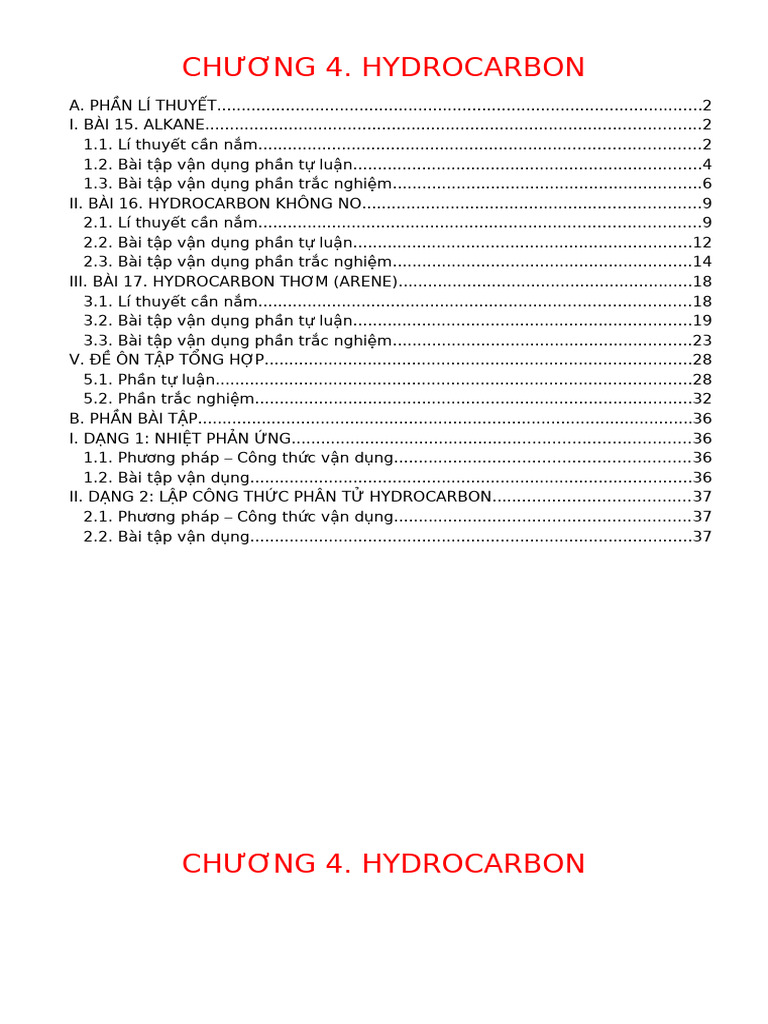 Chủ Đề 4 - Hydrocarbon Gửi Hs | PDF
