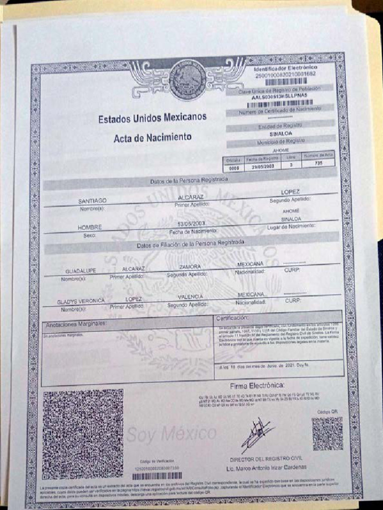 Acta+Nacimiento+ Comprimido | PDF