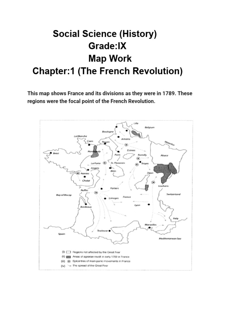 French Revolution Map Work for Class 9 | PDF