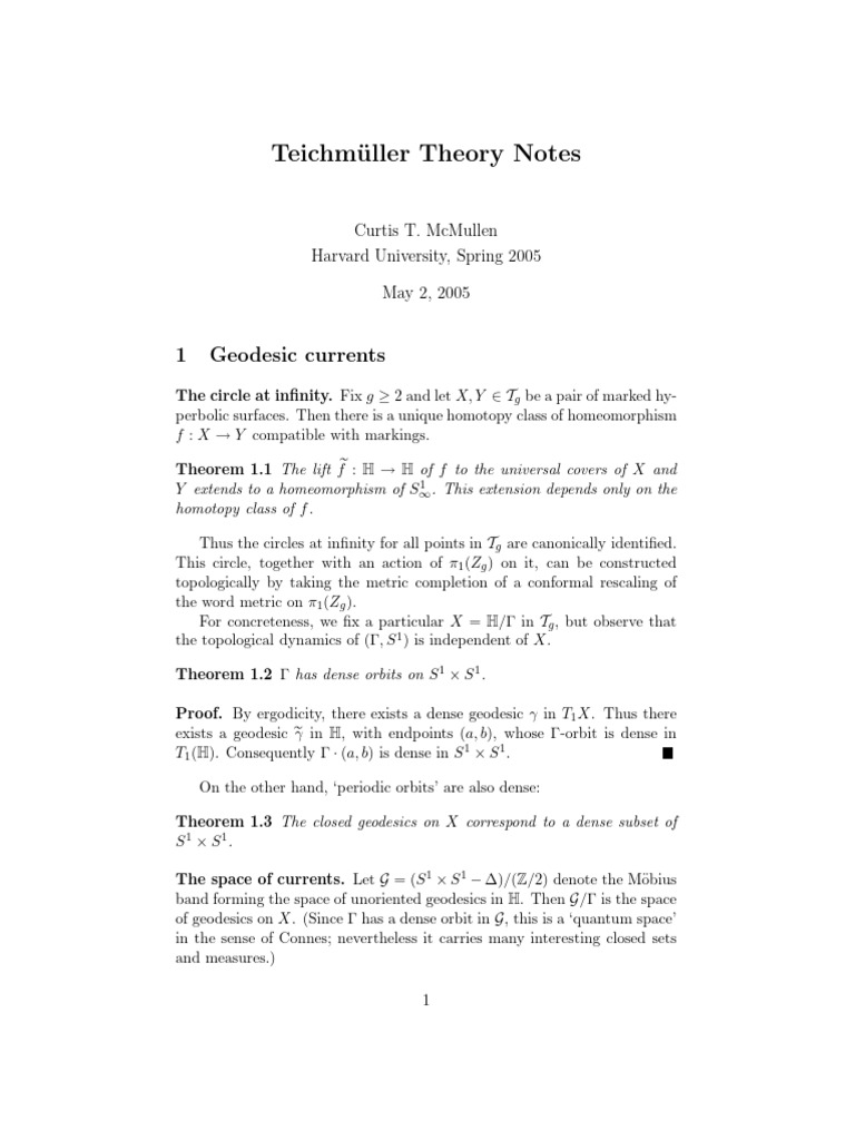 Teichmuller THM | PDF | Manifold | Differential Topology