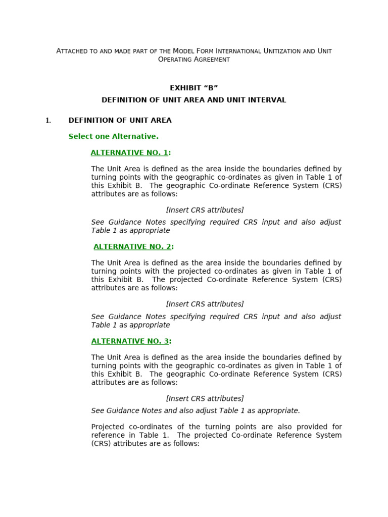 AIPN Model Form UUOA 2020 - Exhibit B - Definition of Unit Area and Unit Interval | PDF ...