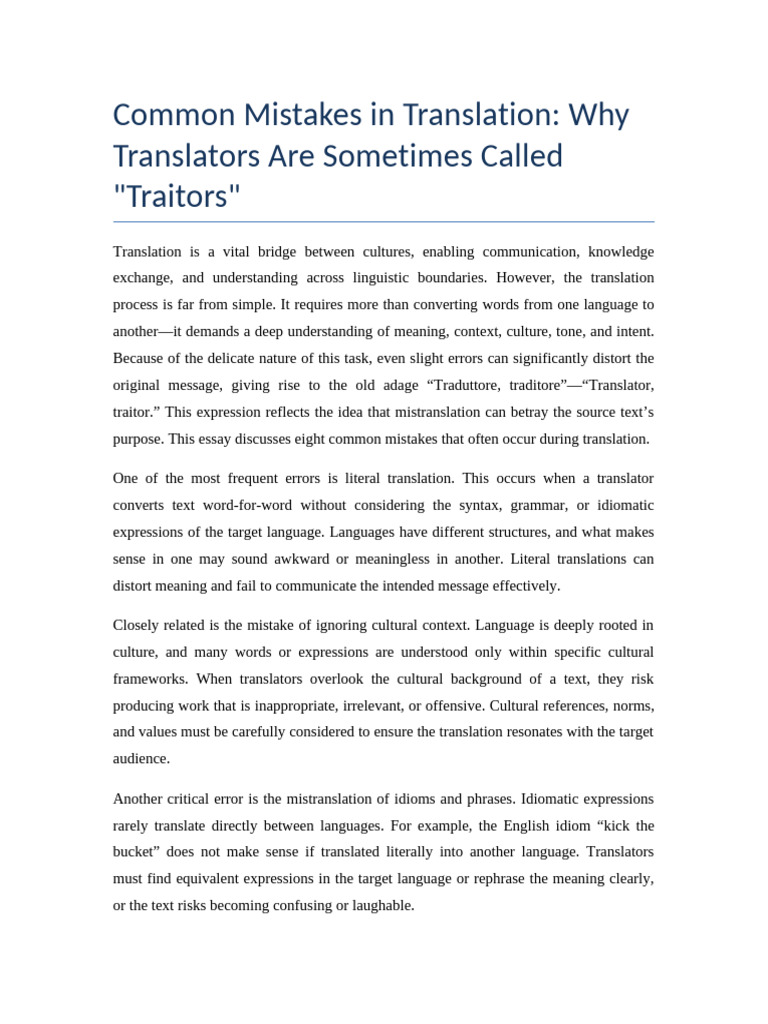 Common Translation Mistakes Explained | PDF | Idiom | Translations