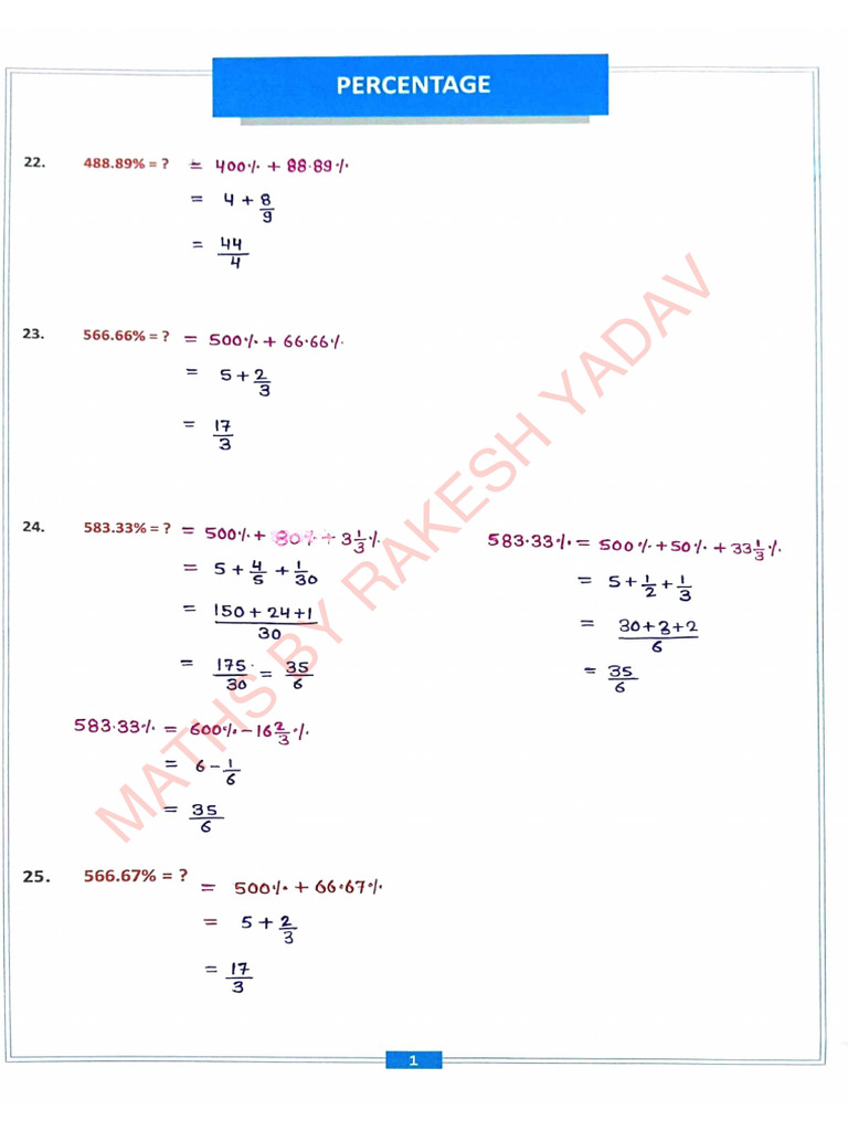 Percentage Notes Class-4 | PDF