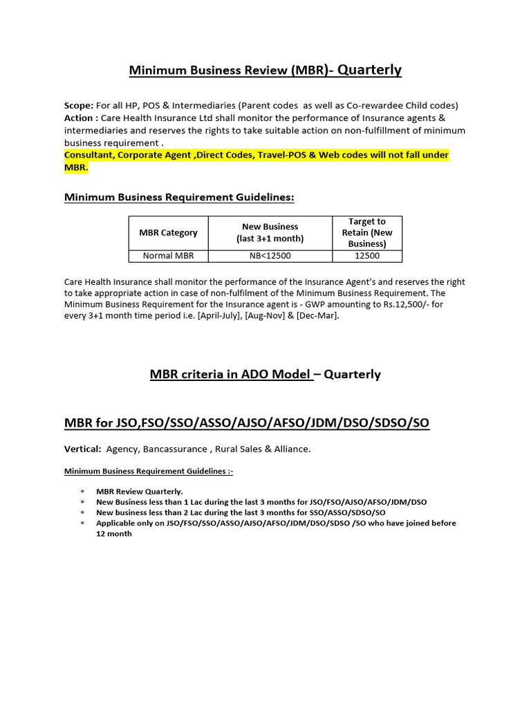 MBR Process Note - FY 2025-26 | PDF