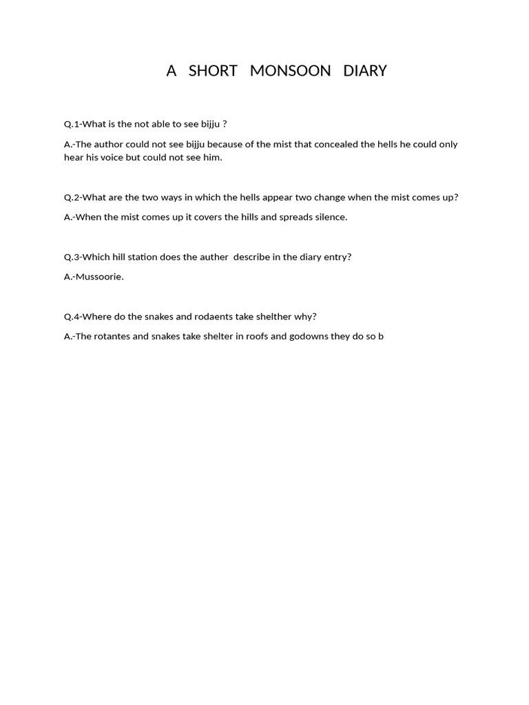 A Short Monsoon Diary | PDF