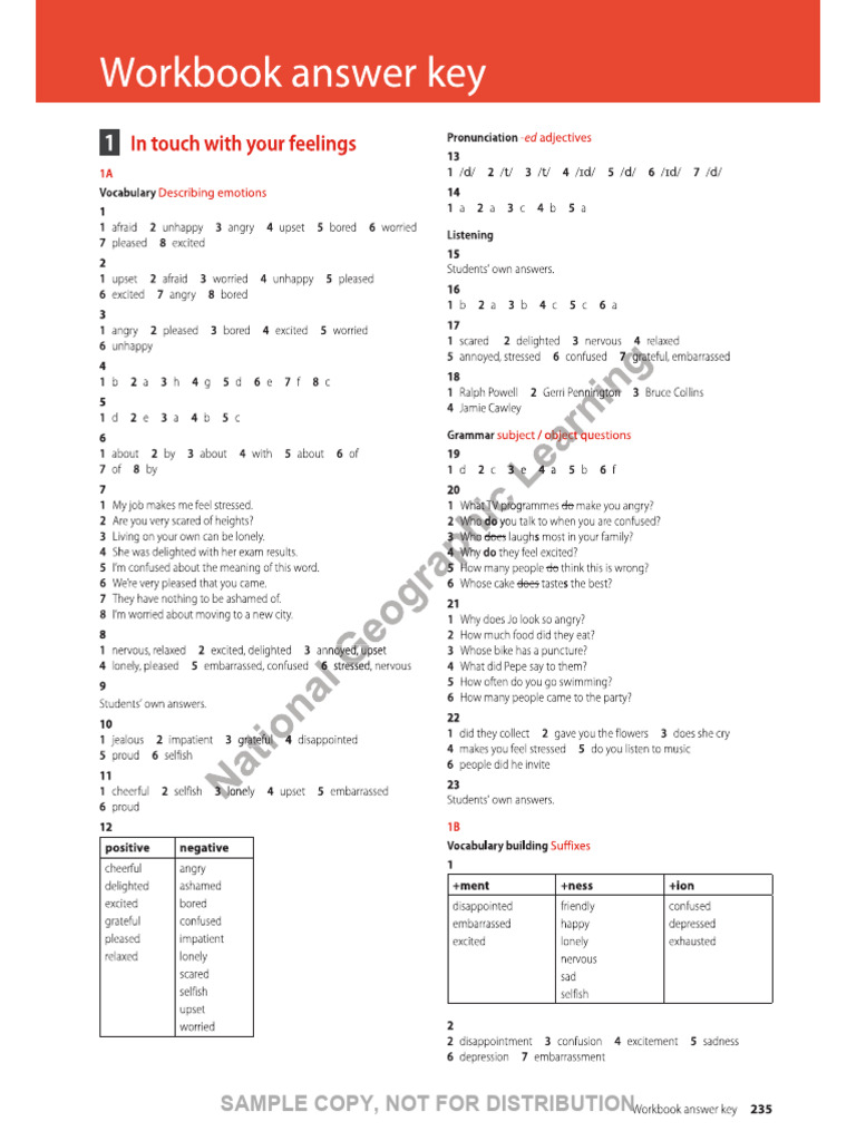 ANSWER KEYS - Workbook - Perspectives - British - Intermediate - Workbook | PDF