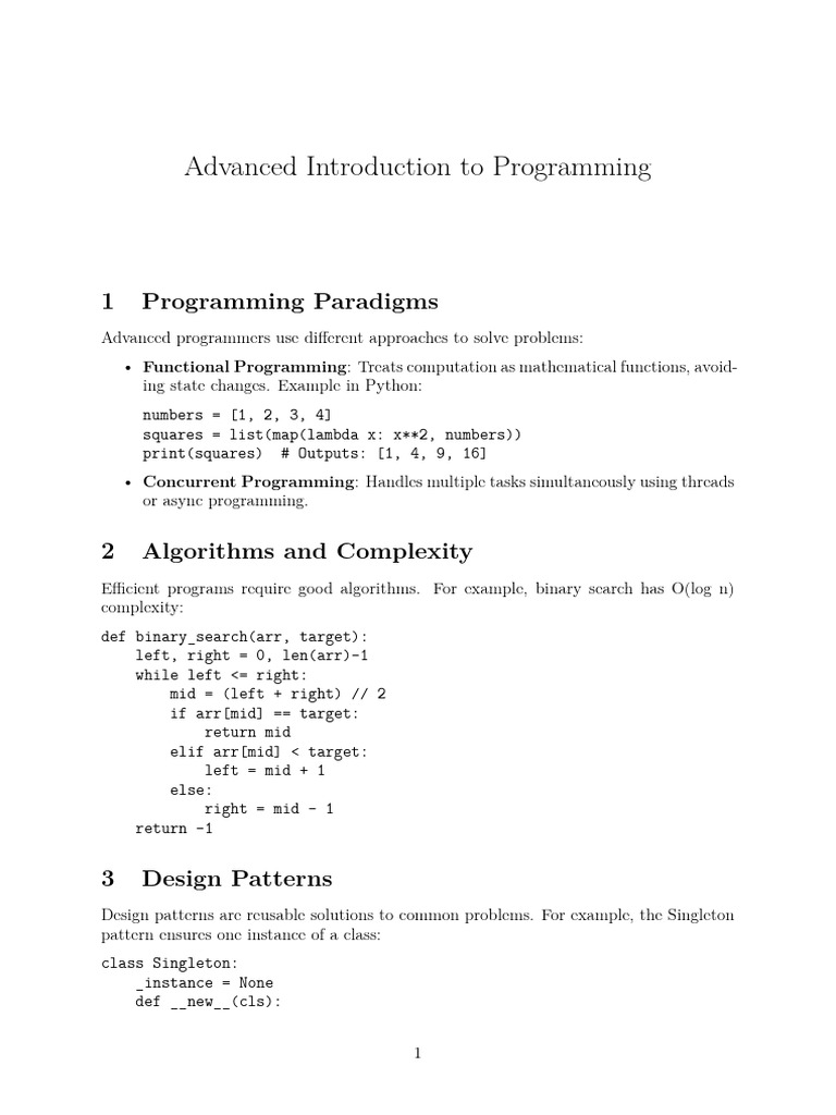 Advanced Introduction To Programming | PDF