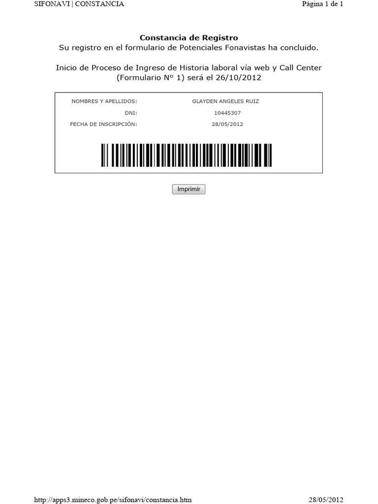 Apps3.Mineco - Gob.pe Sifonavi Constancia GLAYDEN | PDF
