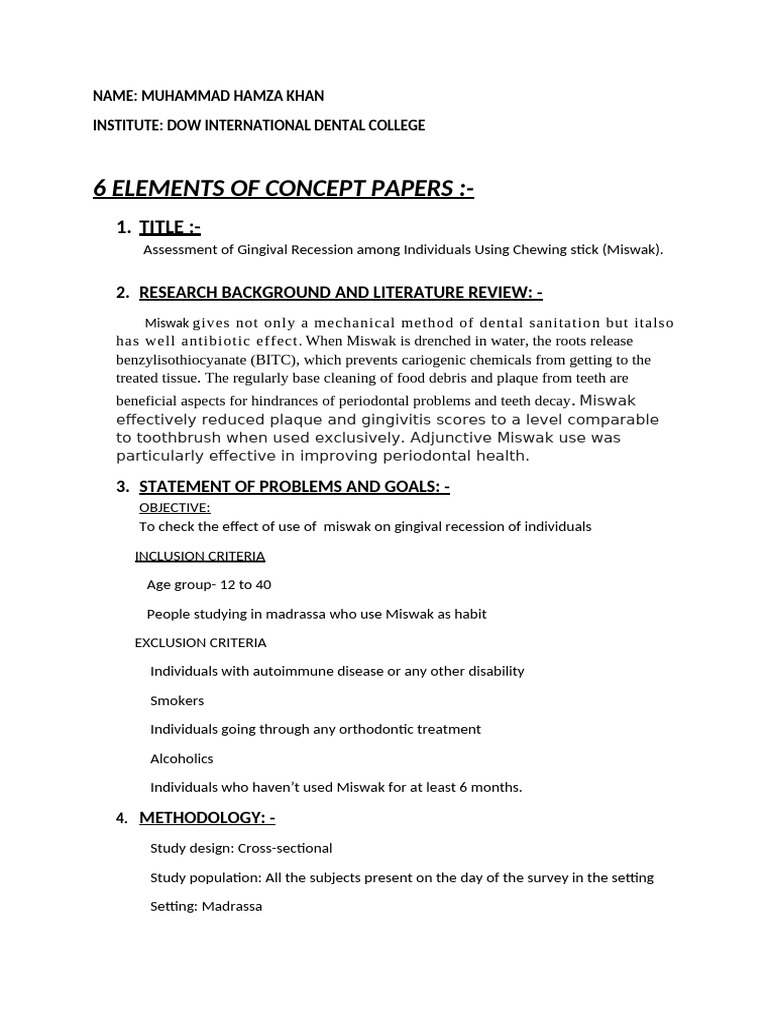 6 Elements of Concept Papers | PDF | Periodontology | Dentistry