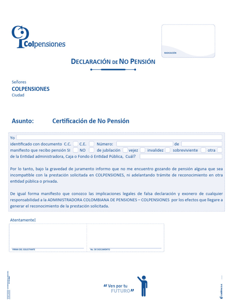 Formato de Declaración de No Pensión | PDF