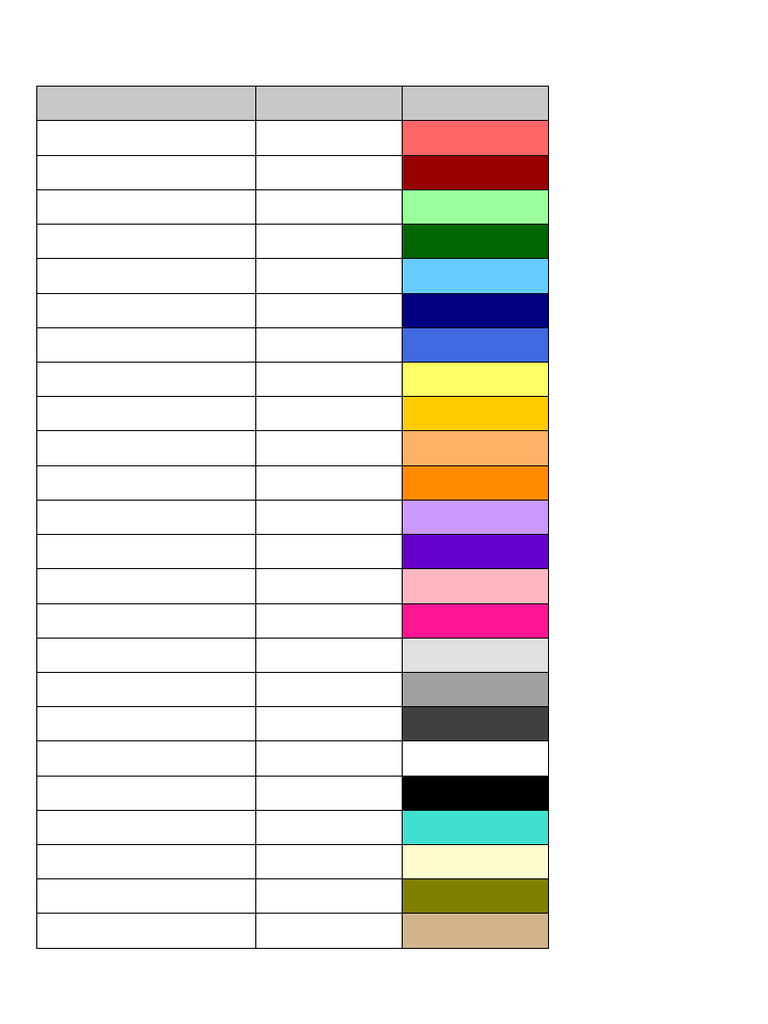 Oracle RGB Color Codes List | PDF