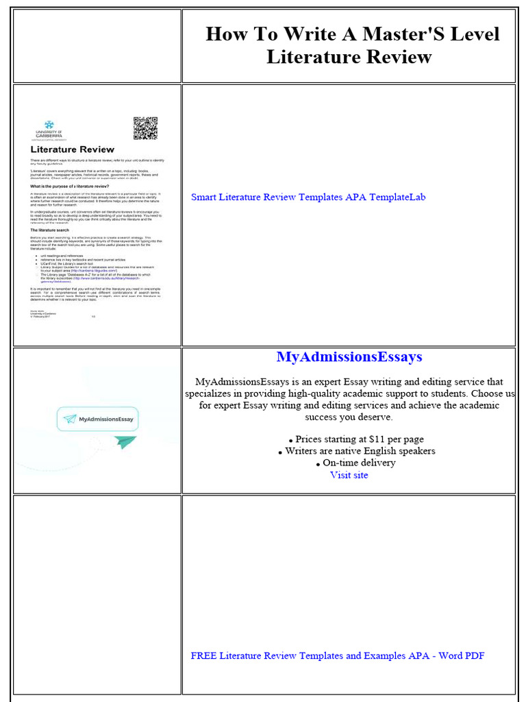 How To Write A Master's Level Literature Review | PDF | Thesis | Essays