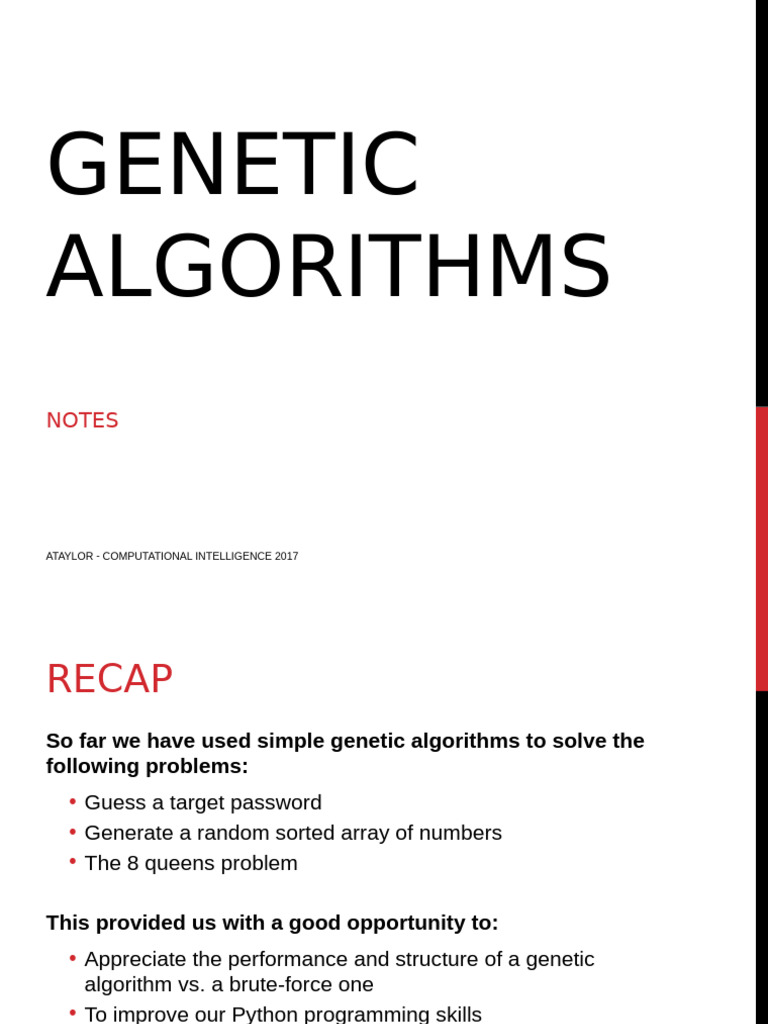 Genetic Algorithms - Lecture Notes | PDF | Genetic Algorithm | Evolution