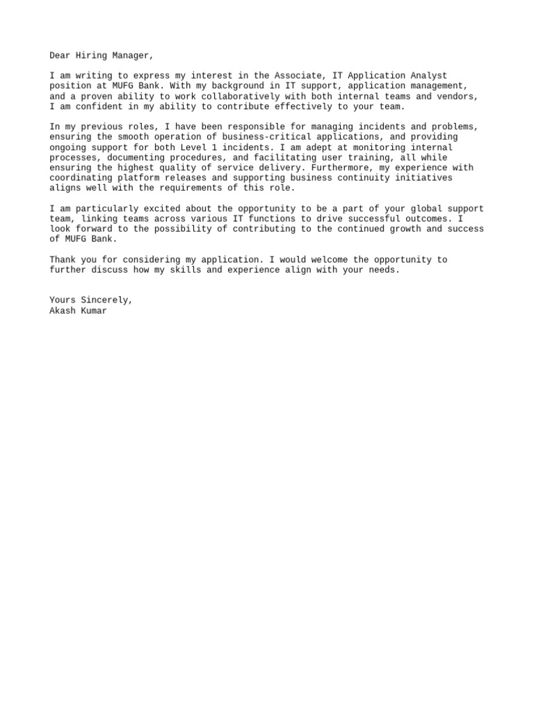 Cover Letter Akash | PDF