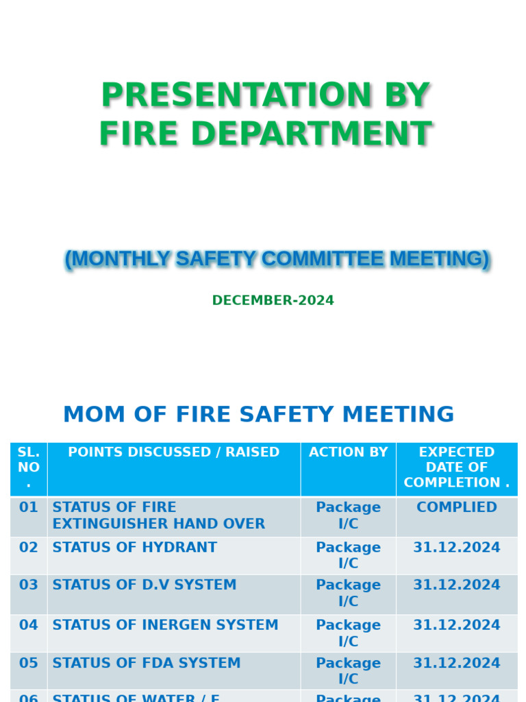Fire Safety Meeting Report December 2024 | PDF | Fires | Firefighting