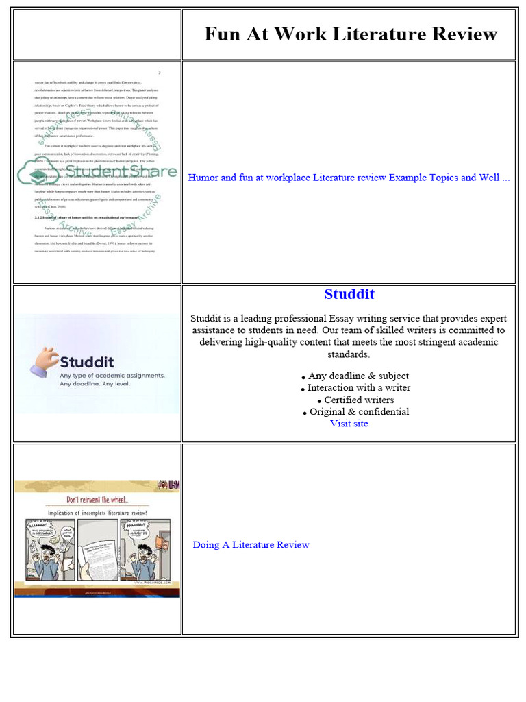 Fun at Work Literature Review | PDF | Essays | Thesis