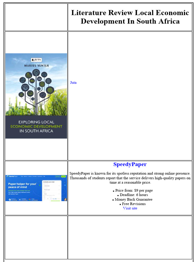 Literature Review Local Economic Development in South Africa | PDF | Cost Of Living | Economics