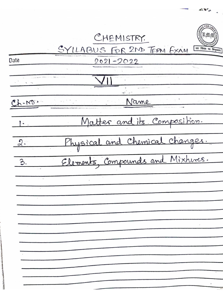 Chemistry Class 7 2nd Term Syllabus | PDF