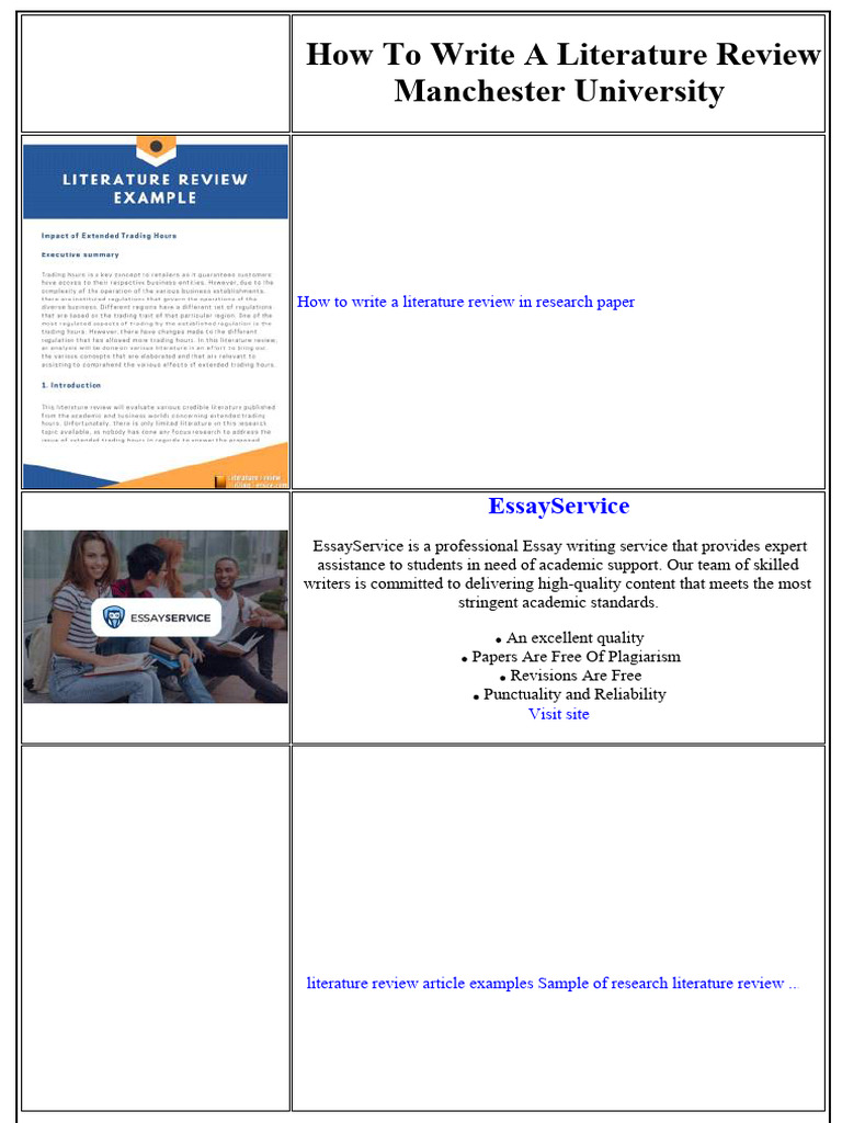 How To Write A Literature Review Manchester University | PDF | Essays | Thesis