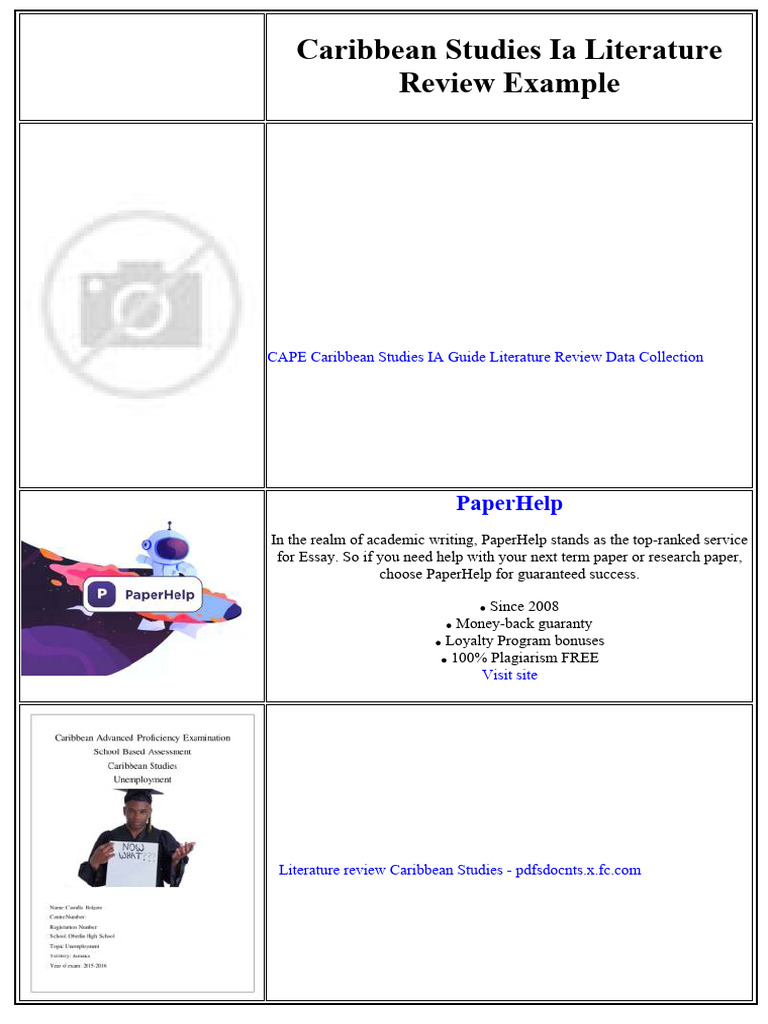 Caribbean Studies Ia Literature Review Example | PDF | Essays | Caribbean