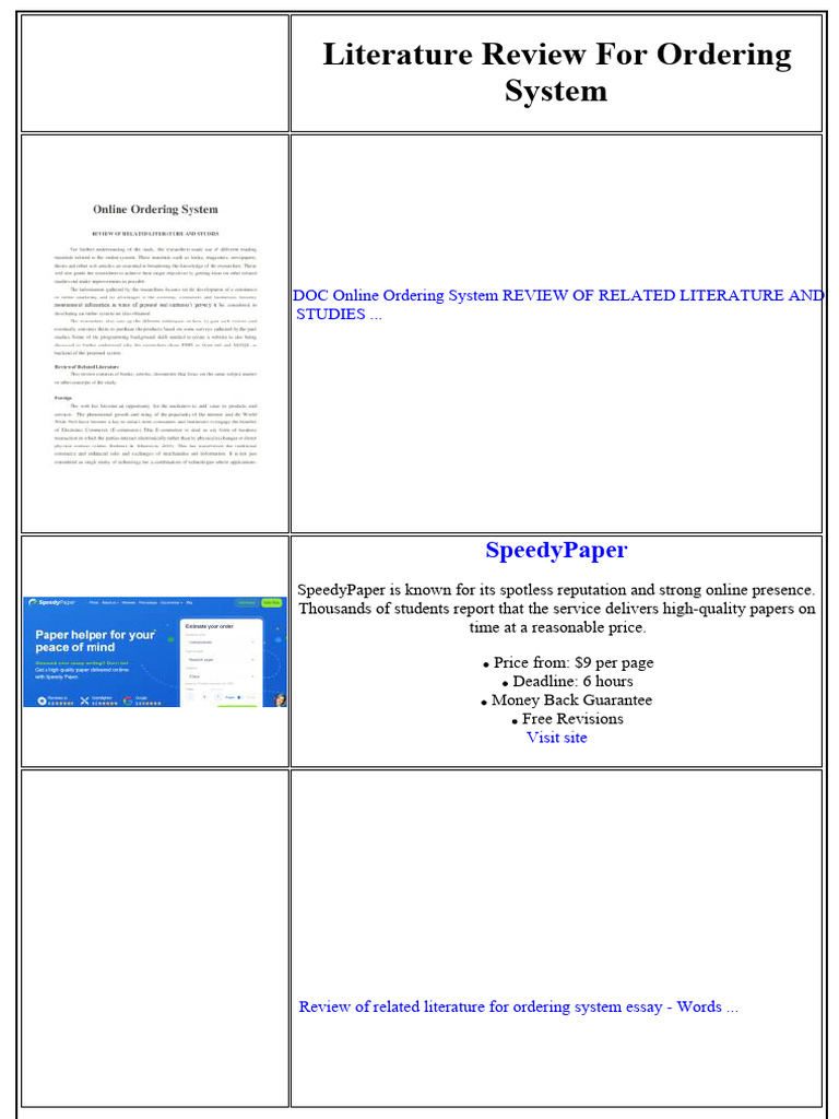 Literature Review For Ordering System | PDF | Thesis | Essays