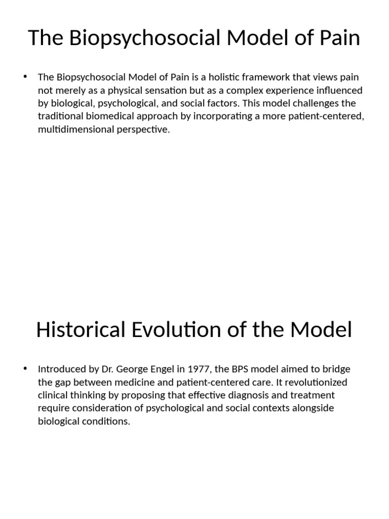 Biopsychosocial Model Pain 10 Slides Detailed | PDF | Pain | Physical ...