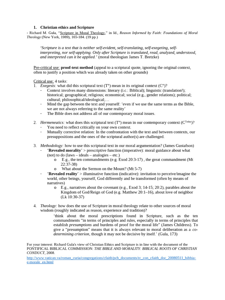 Scripture's Role in Moral Theology | PDF | Bible | Christian Ethics