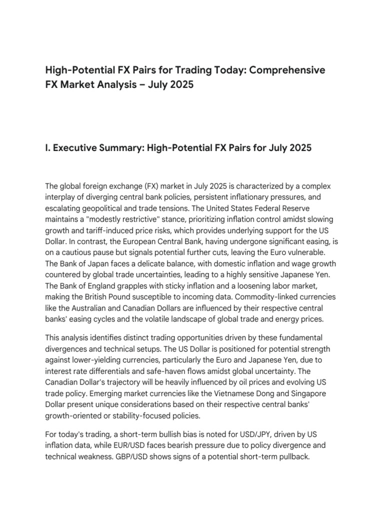FX Pair Trading Analysis | PDF | Inflation | European Central Bank