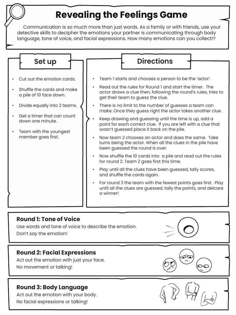 Emotion Detective Game Instructions | PDF | Facial Expression | Emotions