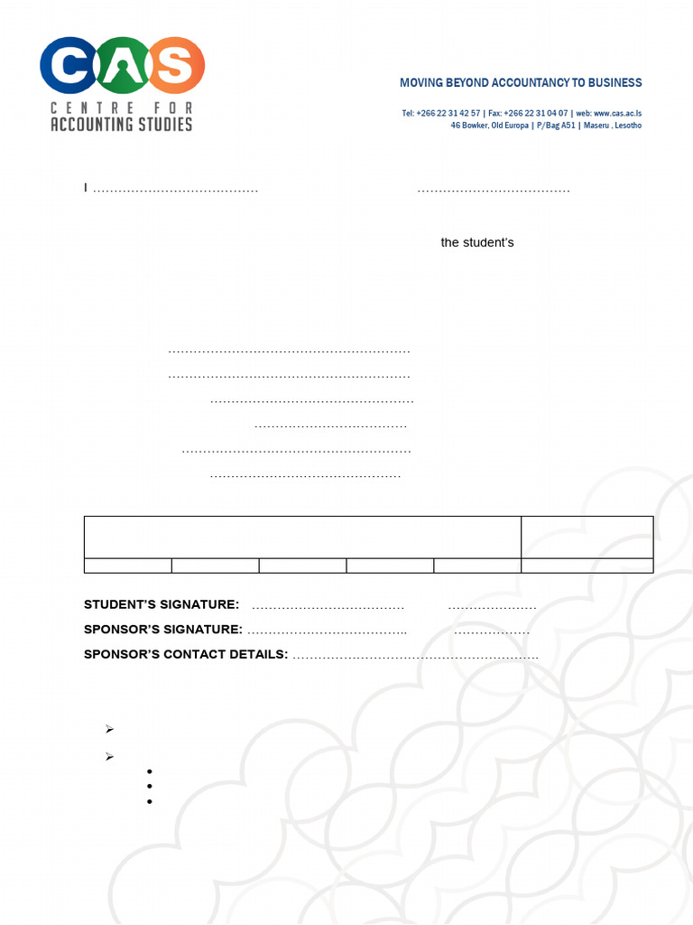 Fee Undertaking for CAS Students | PDF
