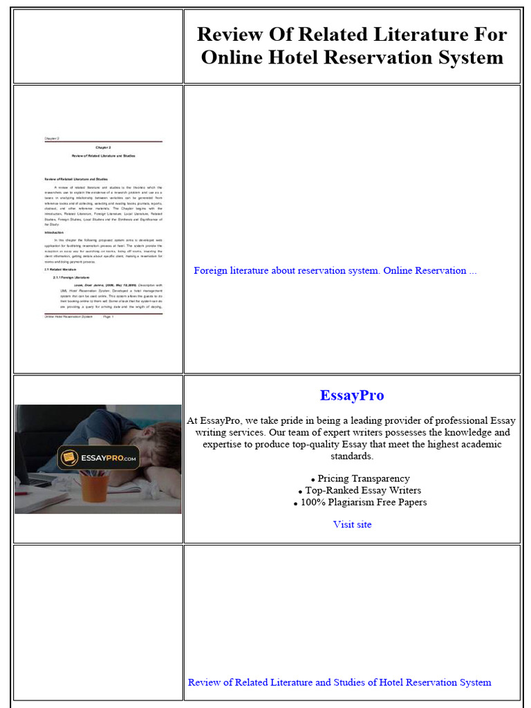 Review of Related Literature For Online Hotel Reservation System | PDF ...