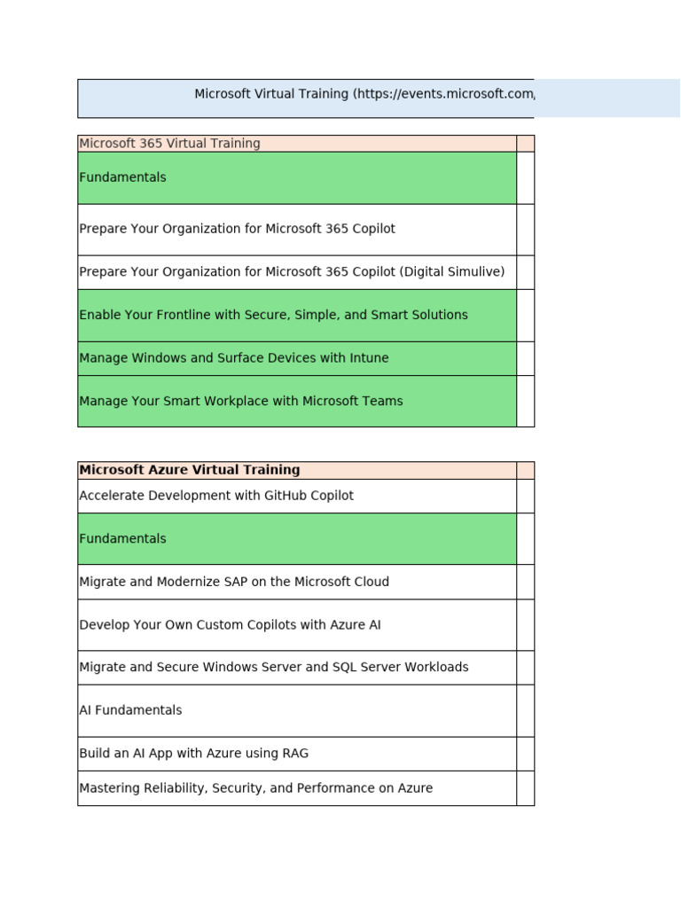 Microsoft 365 Virtual Training Schedule | PDF | Microsoft Azure | Microsoft