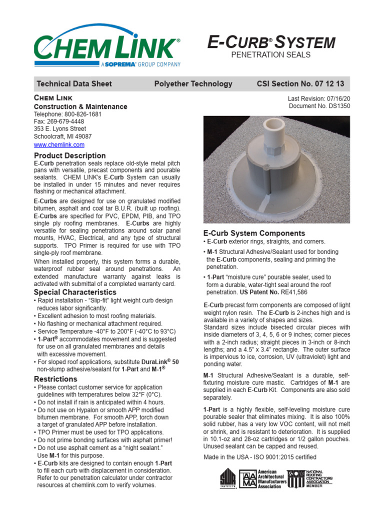 Chem Curb Install Manual