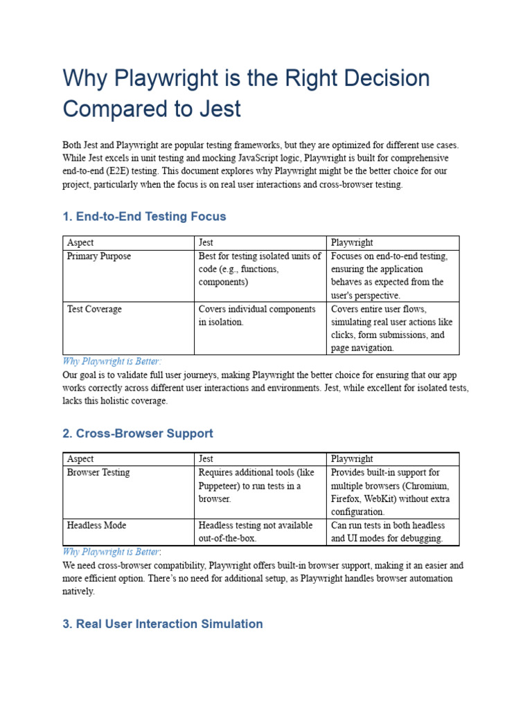 Playwright vs. Jest: Choosing E2E Testing | PDF | Unit Testing | Software