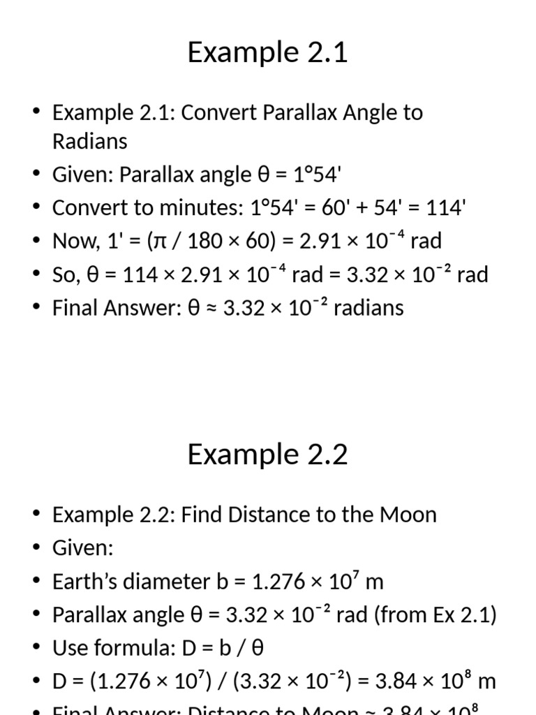 Parallax and Distance Calculations | PDF
