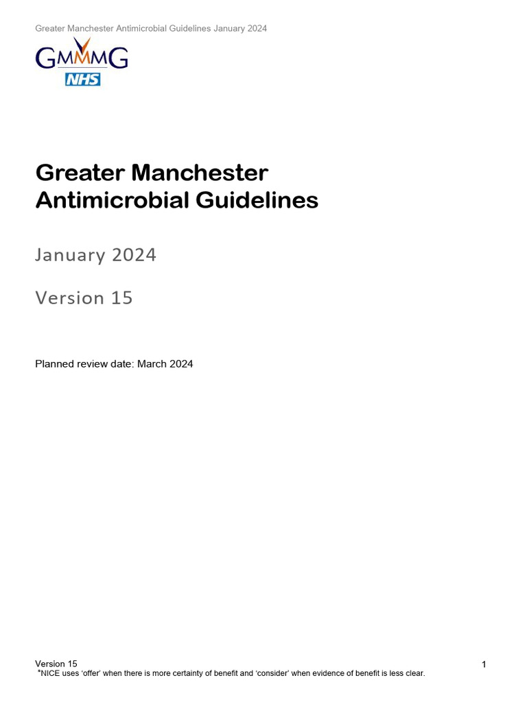 GM Antimicrobial Guidelines January 2024 v15 | PDF | Urinary Tract Infection | Chronic ...