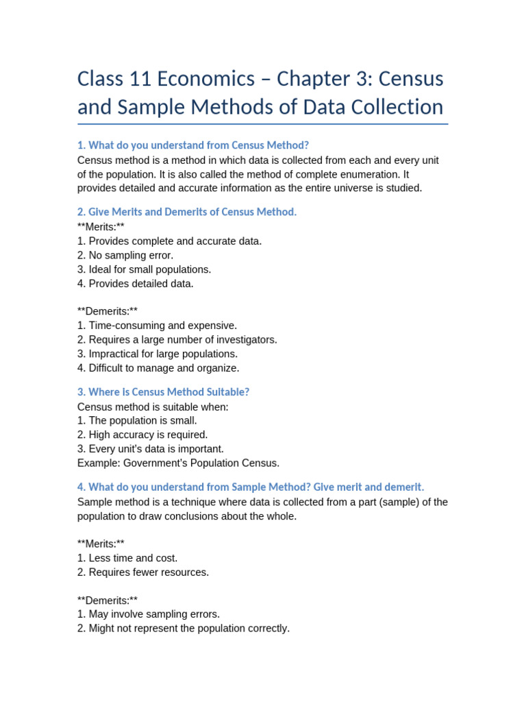 Census and Sample Methods Overview | PDF | Sampling (Statistics) | Census