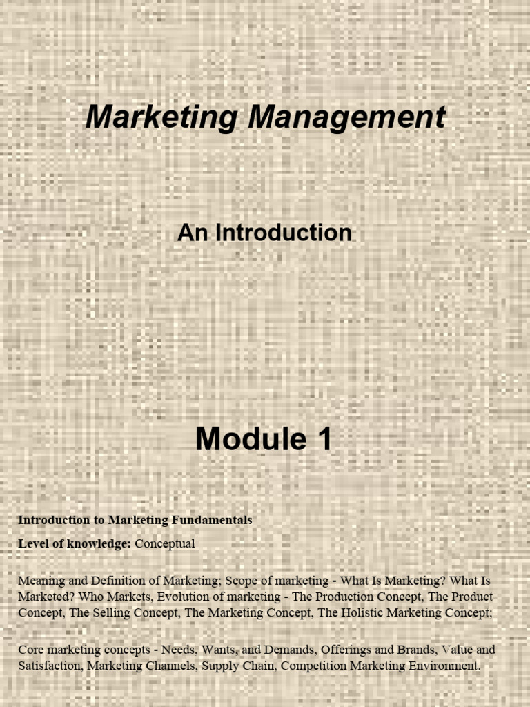 Introduction to Marketing Management | PDF | Marketing | Customer